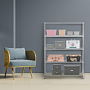 Baoz 4 Tier Heavy Duty Storage Shelving Unit with Adjustable Layers Metal Wire Storage Rack for Pantry Closet Kitchen Restaurant (47.2" x 17.7" x 61", Chrome-Plated)