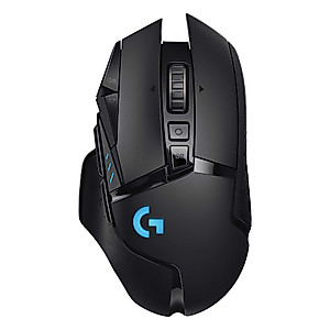 Logitech G502 Lightspeed Wireless Gaming Mouse with Hero 16K Sensor, PowerPlay Compatible, Tunable Weights and Lightsync RGB - Black (Renewed)