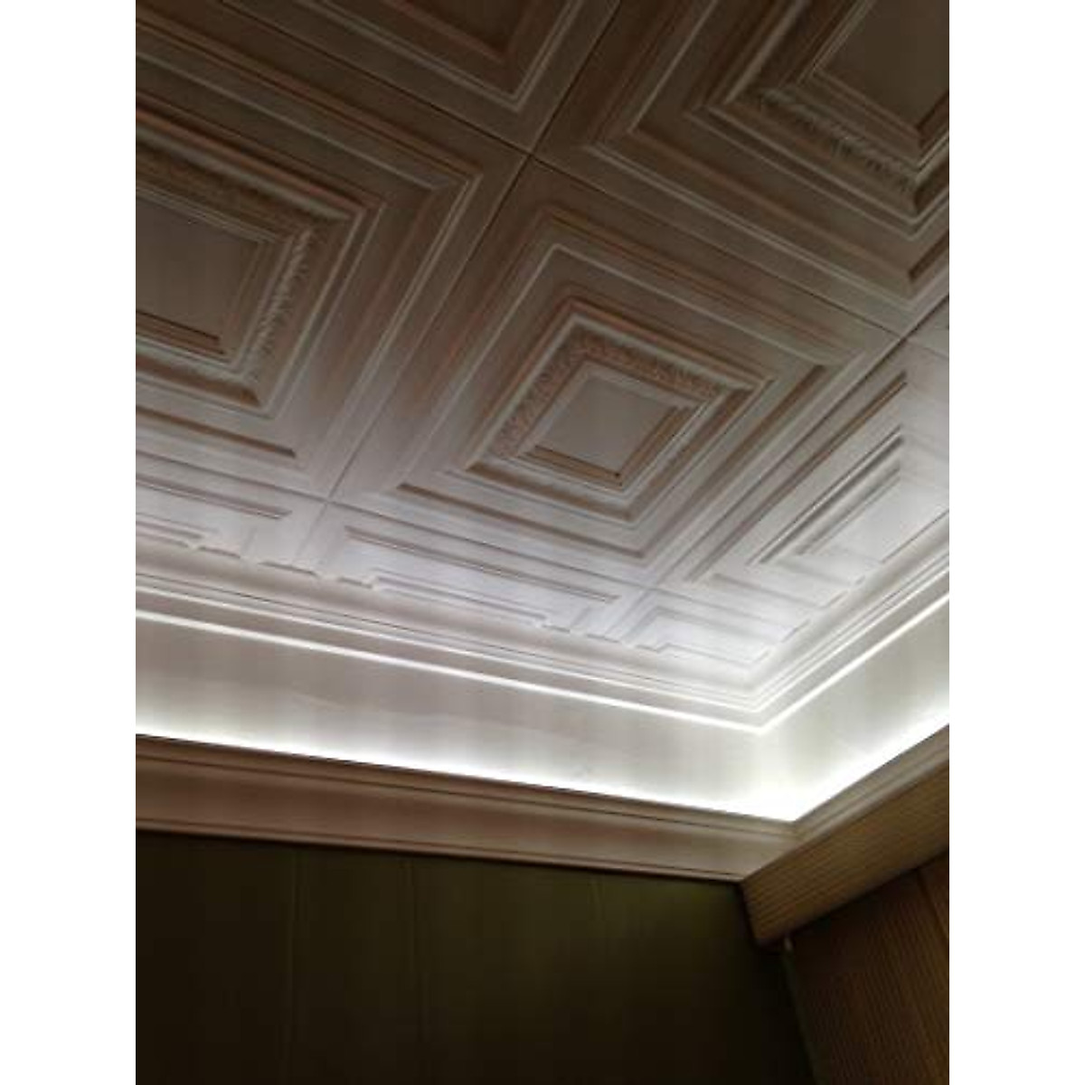 A La Maison Ceilings R31 Chestnut Grove Foam Glue-up Ceiling Tile (128 sq. ft./Case), Pack of 48, Plain White