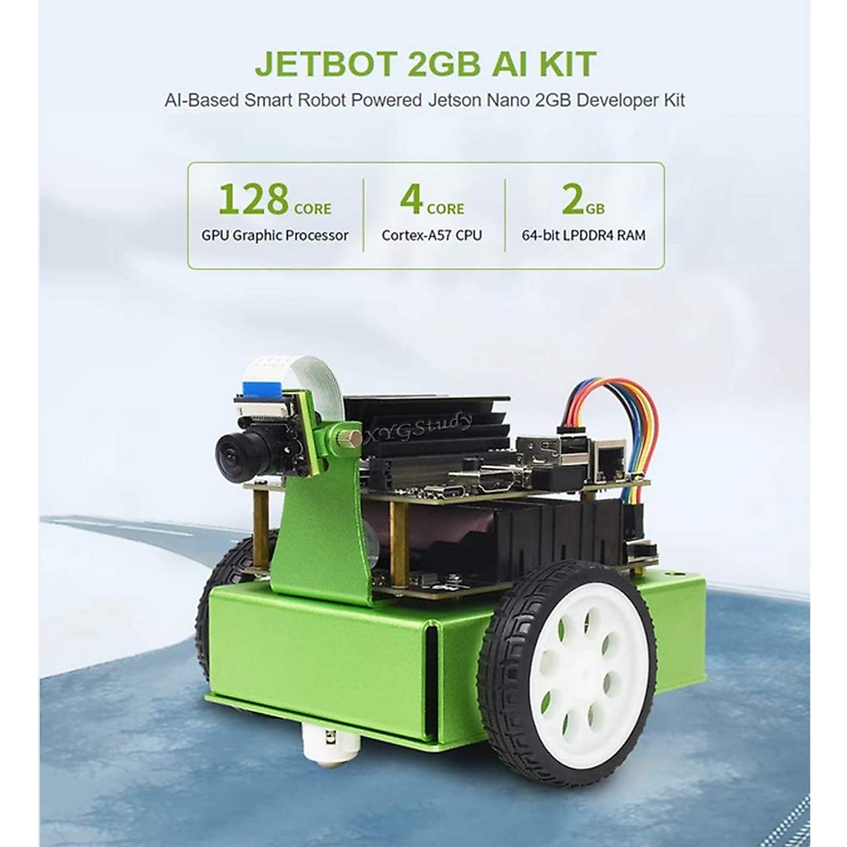 Add-ons Acce for Jetson Nano 2GB Developer Kit Only to Build AI Smart Robot JetBot with Front Camera Eye and ROS Nodes Code WiFi Wireless Facial Recognition Object Tracking Self Driving @XYGStudy