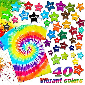 Tie Dye Kit - 40 Colors Fabric Tie Dye Kits for DIY Textile Paint Art - All-in-1 Tie-Dye Color Powder Set for Shirt, Hoodie, Fabric Clothes Painting, Party Supplies, Adults and Kids Handmade Crafts
