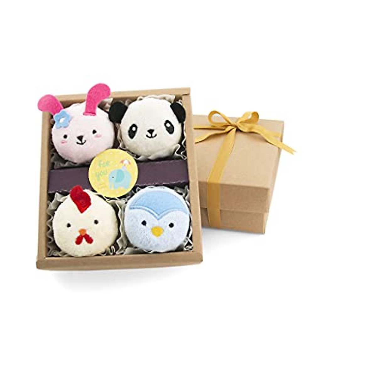 3D Colorful Towel 100% Cotton Cute Kids Washcloth Gift Set for Kids 8.7 x 9.5 inch (Chicken, Rabbit, Penguin, Panda)