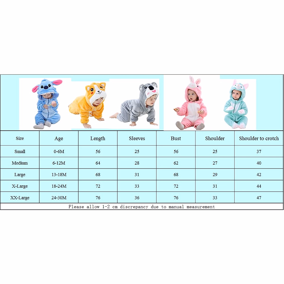 Ryshman Baby Halloween Animal Costume Romper Winter and Autumn Flannel Jumpsuit Animal Cosplay Outfits(Blue, 80cm-(6-12months))