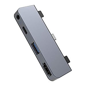 HyperDrive USB C Hub Adapter for iPad Pro 2020 2019 2018 11”/ 12.9", USBC Smartphone/Tablet, 4-in-1 USB-C Hub Dongle with 4K HDMI, C-USB PD Charging, USB 3.0, 3.5mm Headphone Audio Jack -Gray