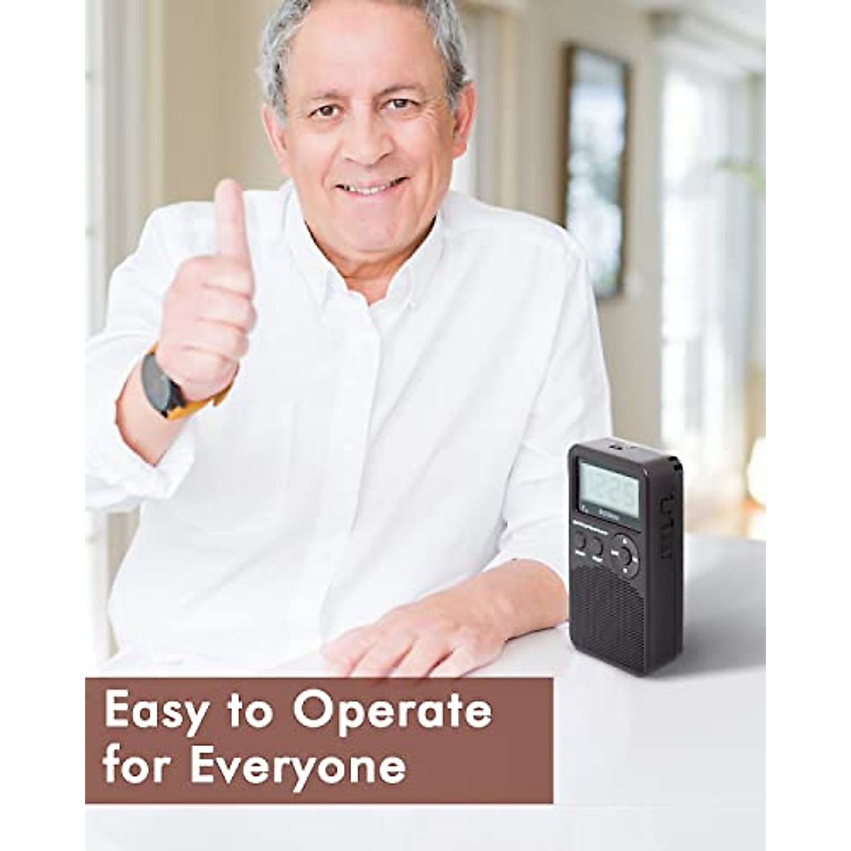 Ratakee Battery Operated Handheld AM/FM Radio with Preset, Sleep Timer and Battery Backup for Yard Work, Walking, Camping, Jogging, Fishing, 3 AA Battery Powered