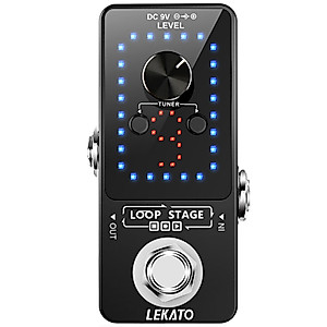 LEKATO Looper Guitar Pedal Guitar Loop Pedal Tuner Pedal 9 Loops 40 Minutes Record Time Unlimited Overdubs for Electric Guitar Bass (Black)