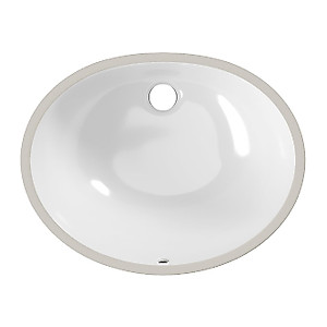 ARIEL 16" x 19.63" Oval Undermount Bathroom Sink Vanity In White, Durable Ceramic Constuction, Space-Saving, Overflow-Proof, Modern Design