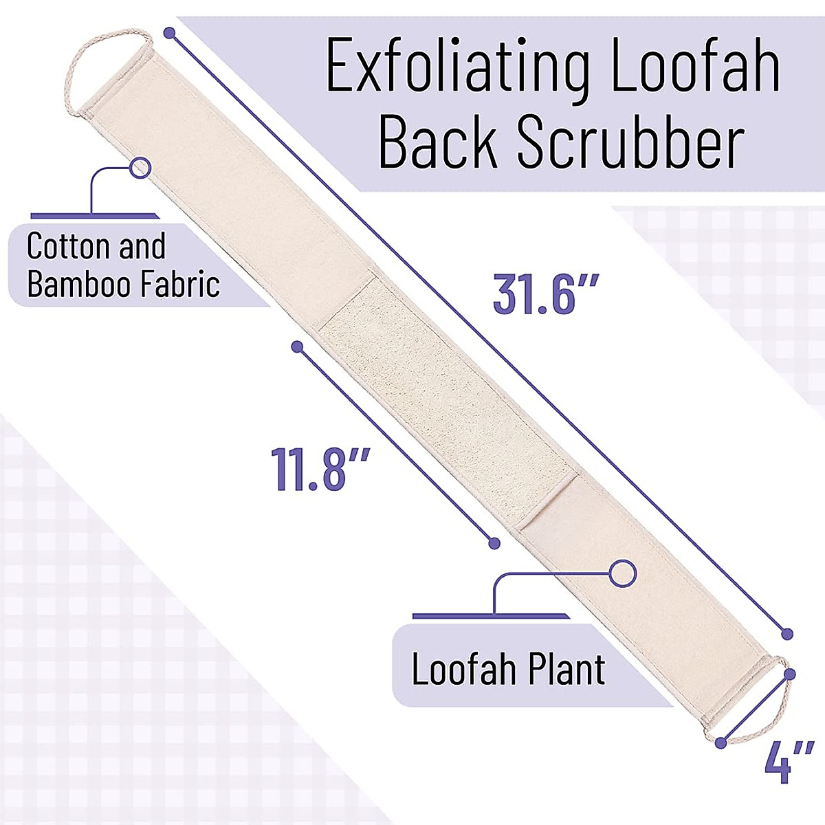 Slick- Exfoliating Loofah Back Scrubber for Shower, Back Scrubber, Loofah Back Scrubber, Shower Back Scrubber, Back Washer, Back Exfoliator, Exfoliating Back Scrubber, Back Cleaner for Shower