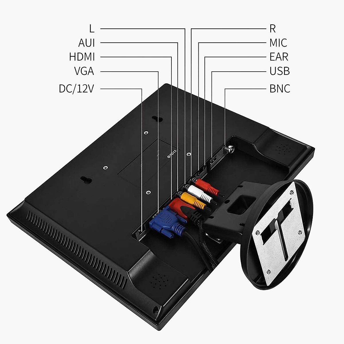 JaiHo 15 Inch LCD Monitor Display - 1024x768 Resolution HDMI PC Monitor Color Screen, Home Security Monitor with VGA/HDMI/BNC/AV/USB Earphone Input, Built-in Dual Speakers