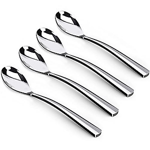 Coffee Spoons ,4-Piece GLAMFIELDS Teaspoons with a Long Handle, 6.1"Demitasse Espresso Spoons Set Food Grade Stainless Steel Small Serving Spoons for Dessert