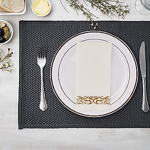 FOCUSLINE 200 Linen Feel Disposable Bathroom Napkins, Soft and Absorbent Paper Guest Towels, Cloth-Like Paper Hand Towels Decorative Napkins for Parties, Weddings, Dinners or Events, Gold, 12" x 17"