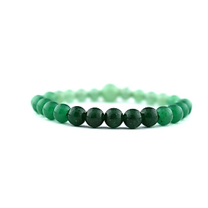 京都あさひ屋 Green Aventurine Quartz Indian Jade Gradation Stone Bracelet Women Men elastic bangle Kyoto mala beads (Rosary)