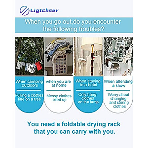 Ligtchser Portable Travel Garment Rack,Folding Clothes Rack for Dance,Travel,Camping, Drying,RV, Indoor,Outdoor. A Collapsible Mini Clothing Rack.