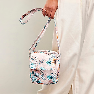 Vera Bradley Women's Performance Twill Small Crossbody Purse, Peach Blossom Bouquet, One Size