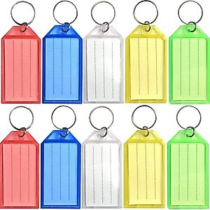 Coast Key Tag Key Chains | 10 Pack Assorted Colors | Plastic Key Ring Tags / Labels for a Backpack, Fob, Mailbox, ID, USB Drive, Car Keys & More | Key Label for Identification, Storage & Organization