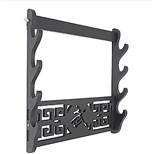 LUCKNIGHT Display Stand 4- Tier Wall Mount Sword Holder, Samurai Sword Wood Holder Stand Hanger Display Bracket Rack Sword Stand