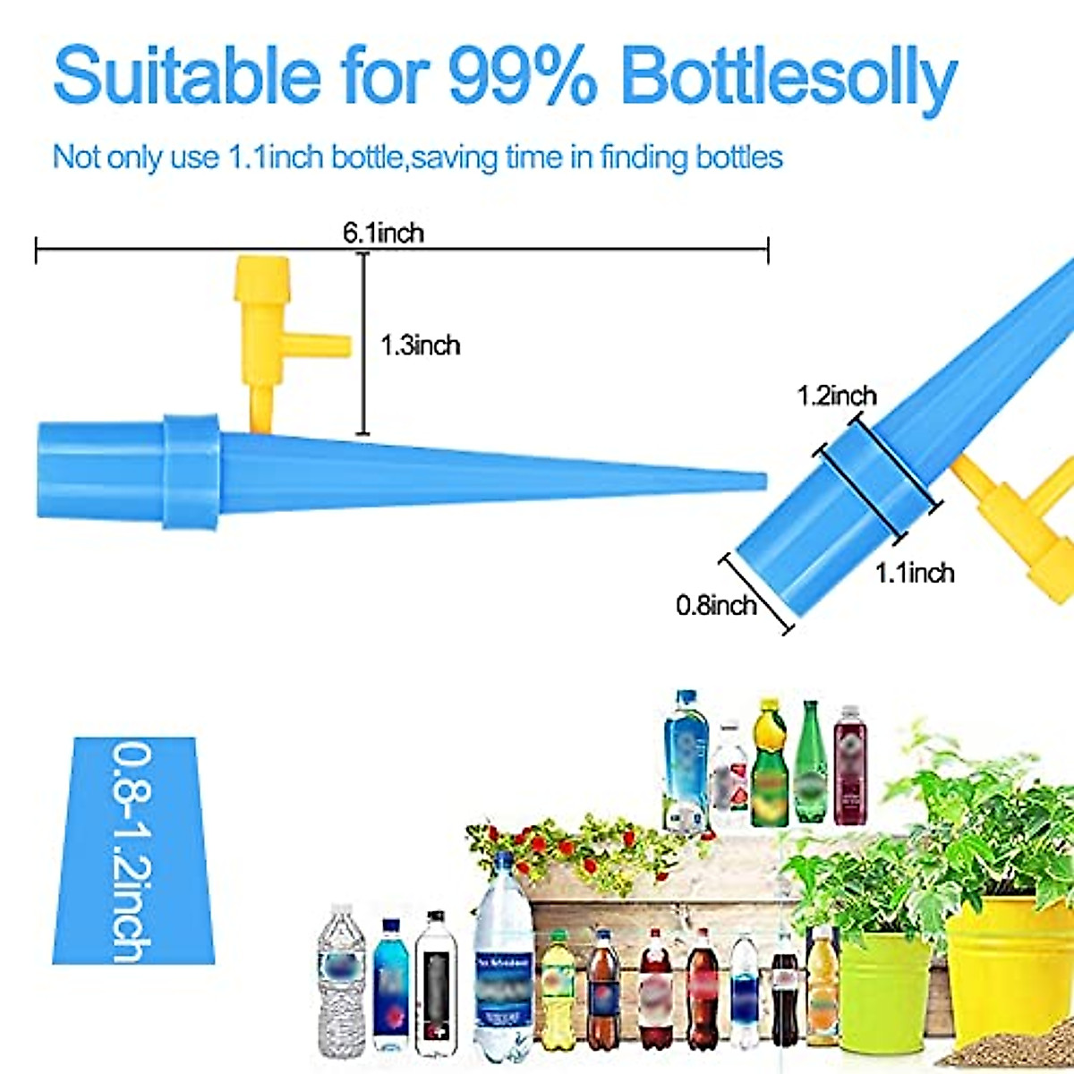 Self Watering Spikes, 24 Pcs Plant Watering Devices, Adjustable Self Watering Planter Insert with Slow Release Control Valve Switch for Garden Plants Indoor & Outdoor(3 Colors)