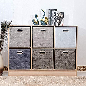 Posprica 3X Thicker Fabric Storage Cubes 13 inch Collapsible Storage Bins for Organization, Cubby Storage Baskets for Organizing Shelf Cabinet Bookcase Boxes, Set of 4, Sliver Grey