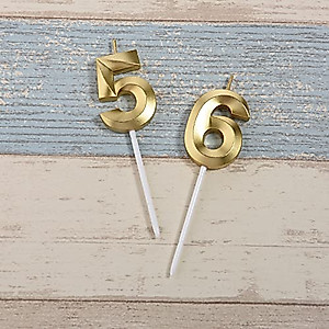 Gold 65th & 56th Birthday Candles,Gold Number 65 56 Cake Topper for Birthday Decorations Party Decoration