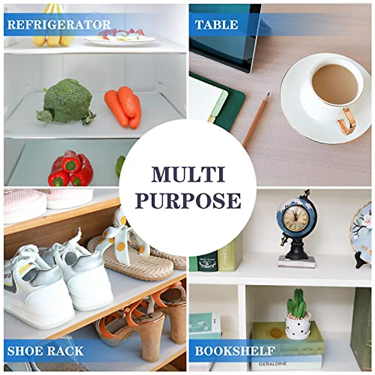 Hersvin Shelf Liners 24 in x 20 ft EVA Drawer Mats, Non-Adhesive Cupboard Pad, Kitchen Cabinet Lining Fridge Cushion (Transparent Diamond, 61x610cm)