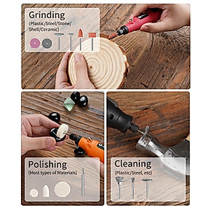 HARDELL Rotary Tool Accessories, 227pcs Power Rotary Tool Accessories Kit, 1/8"(3.2mm) Diameter Shanks, Universal Fitment for Easy Cutting, Polishing, Sanding, Carving, Grinding(Pink)