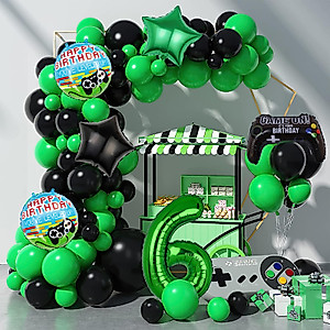 6Pcs Video Game Balloons, Video Game Controller Birthday Number Mylar Foil Balloon, Video Game Party Supplies Game On Birthday Decorations (6th)