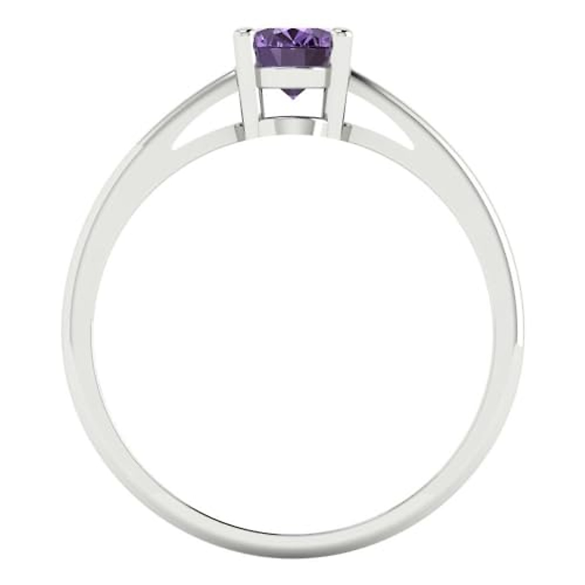 Clara Pucci 1.0 ct Oval Cut Solitaire Simulated Alexandrite Engagement Wedding Bridal Promise Anniversary Ring 18K White Gold Size 5.25