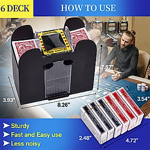 FONBEAR Automatic Card Shufflers 6 Deck (Playing Cards Included) - Battery-Operated Electric Shuffler Heavy Duty - Great for Casino, Home & Tournament Use for UNO, Blackjack, Texas Hold'em, Phase 10