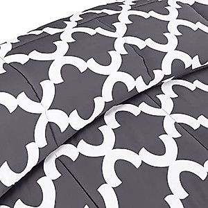 Utopia Bedding - Comforter Set with 2 Pillow Shams - 3 Pieces Bedding Comforter Sets - Down Alternative Comforter - Soft and Comfortable - Machine Washable, Quatrefoil Gray, King