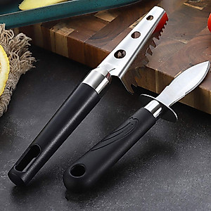 DOITOOL Fish Scaler Brush Oyster Shucker Set Oyster Shucking Seafood Skin Cleaning Brush Scraper Kitchen Shucking Tools
