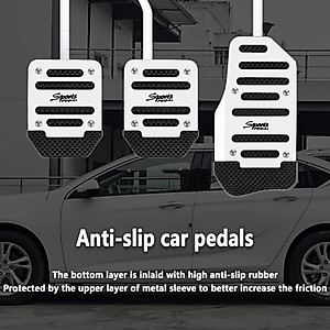 Aokdom Upgrade Non-Slip Foot Pedal Covers Set for Gas Fuel Petrol Clutch Foot Pedals,Aluminum Car Decor for Car Safety,Universal Car Accessories (Silver)