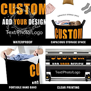 Custom Laundry Hamper - Personalized Collapsible Dirty Clothes Hamper Storage Basket for Nursery Bathroom Bedroom Living Room, Customized Circular Hamper with Handles Gift for Boys Girls Men Women