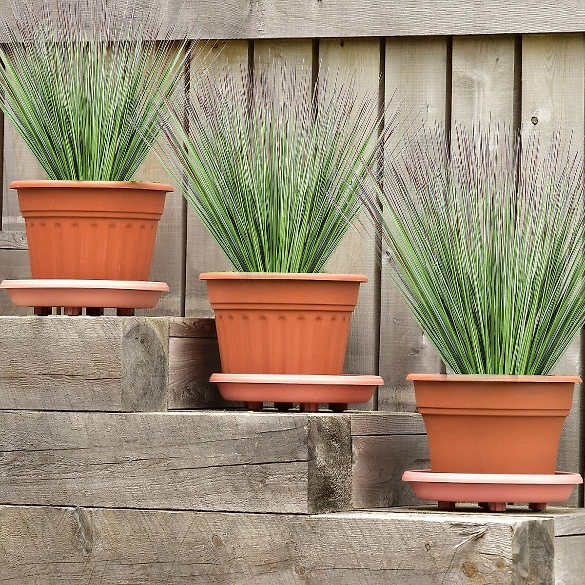 Ivalue 18" Artificial Plants Onion Grass Greenery Wheat Grass Stems Faux Shrub PVC Green Grass Plants Outdoor Indoor Home Garden Planter Decor Pack of 4 (Green, 4)