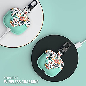 wenew Leather Case Designed for AirPods 3, Premium Secure AirPods 3 Leather Case Cover Pouch for Women Girls Kids Snap Closure Clip (Mint)