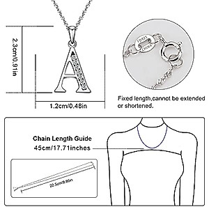 Gemschest Graduation Gifts Initial Necklace S925 Sterling Silver Jewelry Cubic Zirconia Letter Alphabet Phase Pendant Necklace Mother Day for Mom Women Ladies Teen 18" Chain Silver A
