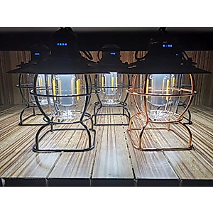 USB Recharging Super Bright Retro Campsite Lantern Outdoor Camping Hiking Fishing Tent Night Light Lamp Stepless Dimming 3 Modes Adjustable Waterproof (Gold & Black)