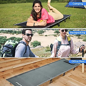 KingCamp Ultralight Camping Cot Bed Weight Capacity 120kg (Black)