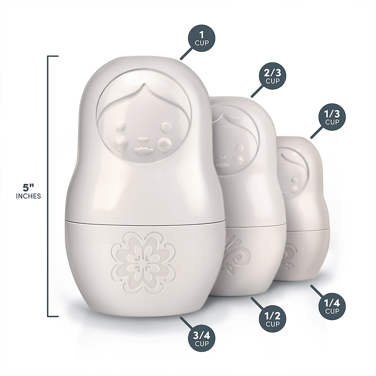 Genuine Fred Matryoshka Measuring Cups, Set of 6, White