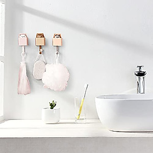 soputry Creative Adhesive Coat Hook, 4PCS Cute Animal Key Holder Hooks, Self Adhesvie Cute Pet Key Hooks Wall Hanging Decorations Hanger Holder for Coat, Scarf, Hat, Towel, Key, Backpacks, Bags