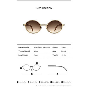HEPIDEM 100% Really Buffalo Horn Luxury 720pcs Diamonds BUffs Sunglasses 7550179 (Wood Frame Gradient Tea Lens)