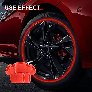 QUICTO 8PCS Car Tire Valve Caps, Illuminated Tire Valve Caps for Cars, Motorcycles, Bicycles, Trucks, SUVs Universal Tire Valve Caps (Red