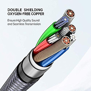 RIKSOIN Aux Cord, 3-Pack (2 ft+4 ft+10 ft) 3.5 mm Male-to-Male Auxiliary Audio Cable [Shield, Hi-Fi Sound] Nylon Braided Aux Cable for Car, Home Stereos, Headphone, Speaker, MP3, iPhone iPad (Grey)