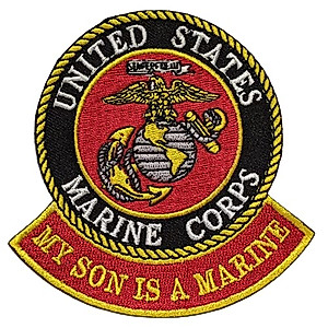 Officially Licensed United States Marine Corps USMC, My Son is a Marine Patch, with Iron-On Adhesive