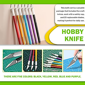 Keadic 30Pcs Exacto Knife with Extra High Carbon Steel Blades, Precision Hobby Knife with Aluminum Body, Utility Knife Kit Craft Knife Set for Scrapbooking Trimming Carving Stencil