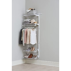 Rubbermaid Configurations Deluxe Closet Kit, White, 3-6 Ft. & Expandable Closet Shelf Kit, 2-4 ft., White, for Home/Closet/Garage/Laundry/Mudroom/Basement/House