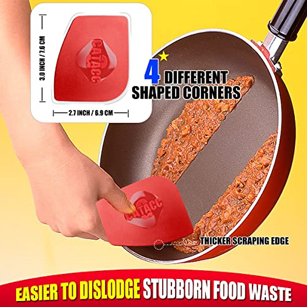 Original Pan Scrapers Set, 4 Pack Flexible Thicker Polycarbonate Plastic Pan Scraper Tools for Cast Iron Skillets, Cookware, Pans, Dishes and Pots