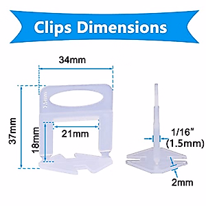 Tanzfrosch 1400 PCS Tile Leveling System Clips 1/16''(1.5mm) Tiles Leveler Spacers Tool for Professional Ceramic Tile and Stone Installation