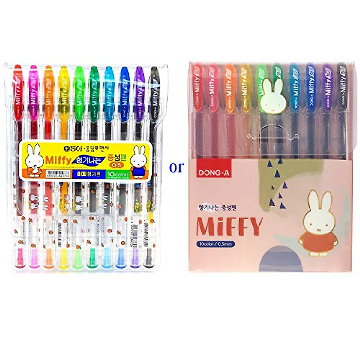 Dong-A Miffy Bunny Gel Ink Scented Rollerball Pens, 0.5mm, 10 Color Set