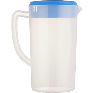 81oz/2.4Litre/0.63 Gallon Plastic Water Pitcher with Lid BPA-FREE Carafes Mix Drinks Water Jug for Hot/Cold Juice Beverage Ice Tea (Navy, 81oz)