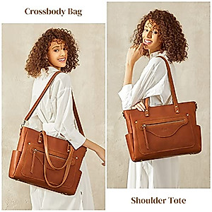 S-ZONE Women Genuine Leather Tote Bag Large Shoulder Purse Vintage Crossbody Work Handbag